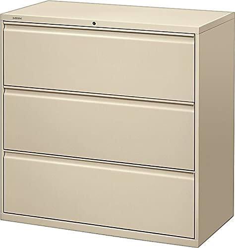 HON 893LL 800 Series Three-Drawer Lateral File, 42w x 19-1/4d x 40-7/8h, Putty