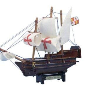 Hampton Nautical Santa Maria Tall Model Ship, 7" , Brown