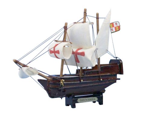 Hampton Nautical Santa Maria Tall Model Ship, 7" , Brown