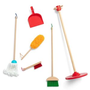 Melissa & Doug Dust! Sweep! Mop! 6-Piece Pretend Play Cleaning Set - Broom, Duster, Kid-Sized Cleaning Toys For Boys and For Girls