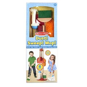 Melissa & Doug Dust! Sweep! Mop! 6-Piece Pretend Play Cleaning Set - Broom, Duster, Kid-Sized Cleaning Toys For Boys and For Girls