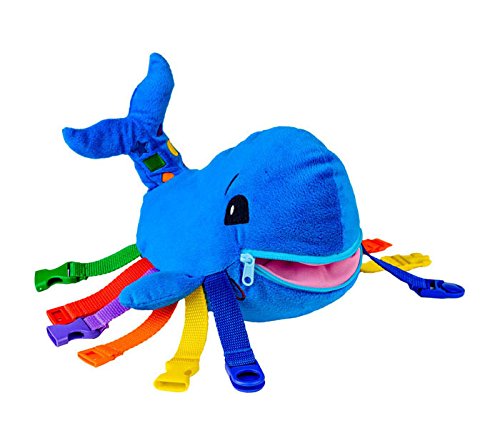 Buckle Toys - Blu Whale - Develop Motor Skills and Problem Solving - Counting and Color Recognition - Sensory Toddler Travel Toy