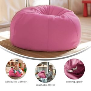 Flash Furniture Dillon Small Bean Bag Chair for Kids and Teens, Foam-Filled Beanbag Chair with Machine Washable Cover, Light Pink