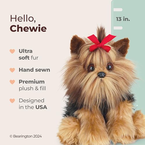 Bearington Collection Chewie The Yorkie Stuffed Dog, 13 Inch Realistic Stuffed Animal