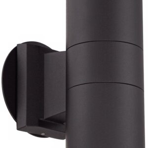 Possini Euro Design Ellis Modern Sconce Outdoor Wall Light Fixture Black Aluminum 11 3/4" Cylinder Up Down Glass Decor for Exterior House Porch Patio Outside Deck Garage Yard Front Door Garden Home