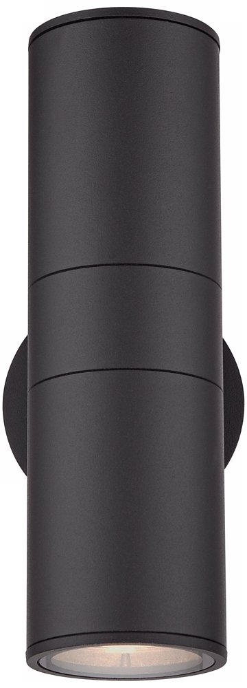 Possini Euro Design Ellis Modern Sconce Outdoor Wall Light Fixture Black Aluminum 11 3/4" Cylinder Up Down Glass Decor for Exterior House Porch Patio Outside Deck Garage Yard Front Door Garden Home