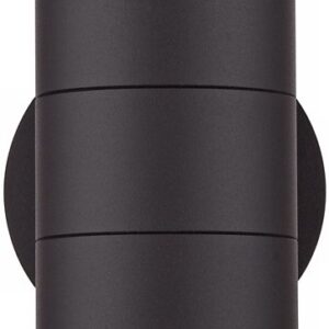 Possini Euro Design Ellis Modern Sconce Outdoor Wall Light Fixture Black Aluminum 11 3/4" Cylinder Up Down Glass Decor for Exterior House Porch Patio Outside Deck Garage Yard Front Door Garden Home