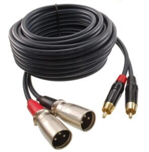 cablesonline 25ft dual xlr 3c male to 2-rca male pro-audio grade stereo audio cable, xr-a225b