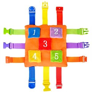 Buckle Toys - Bizzy Square - Learning Activity Game - Develop Motor Skills and Problem Solving - Occupational Therapy Toddler Travel Toy