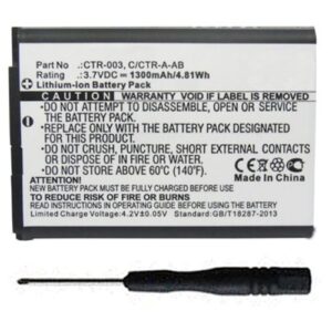 mpf products ctr-003 c/ctr-a-ab battery replacement compatible with nintendo 3ds n3ds ctr-001 min-ctr-001 gaming console with installation tool