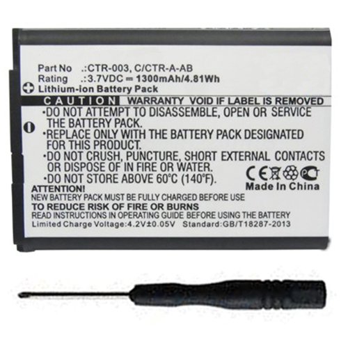 MPF Products CTR-003 C/CTR-A-AB Battery Replacement Compatible with Nintendo 3DS N3DS CTR-001 MIN-CTR-001 Gaming Console with Installation Tool