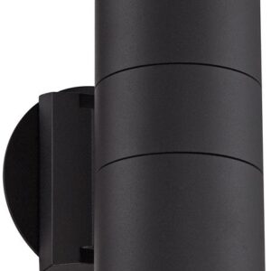 Possini Euro Design Ellis Modern Sconce Outdoor Wall Light Fixture Black Aluminum 11 3/4" Cylinder Up Down Glass Decor for Exterior House Porch Patio Outside Deck Garage Yard Front Door Garden Home