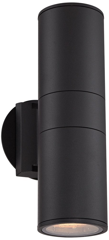 Possini Euro Design Ellis Modern Sconce Outdoor Wall Light Fixture Black Aluminum 11 3/4" Cylinder Up Down Glass Decor for Exterior House Porch Patio Outside Deck Garage Yard Front Door Garden Home