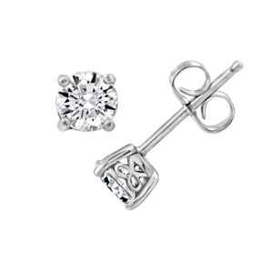 amazon essentials platinum plated sterling silver stud earrings set with round cut infinite elements cubic zirconia (1 cttw) (previously amazon collection)