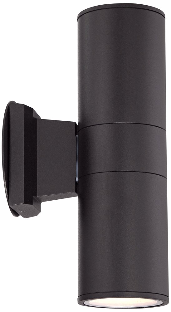 Possini Euro Design Ellis Modern Sconce Outdoor Wall Light Fixture Black Aluminum 11 3/4" Cylinder Up Down Glass Decor for Exterior House Porch Patio Outside Deck Garage Yard Front Door Garden Home