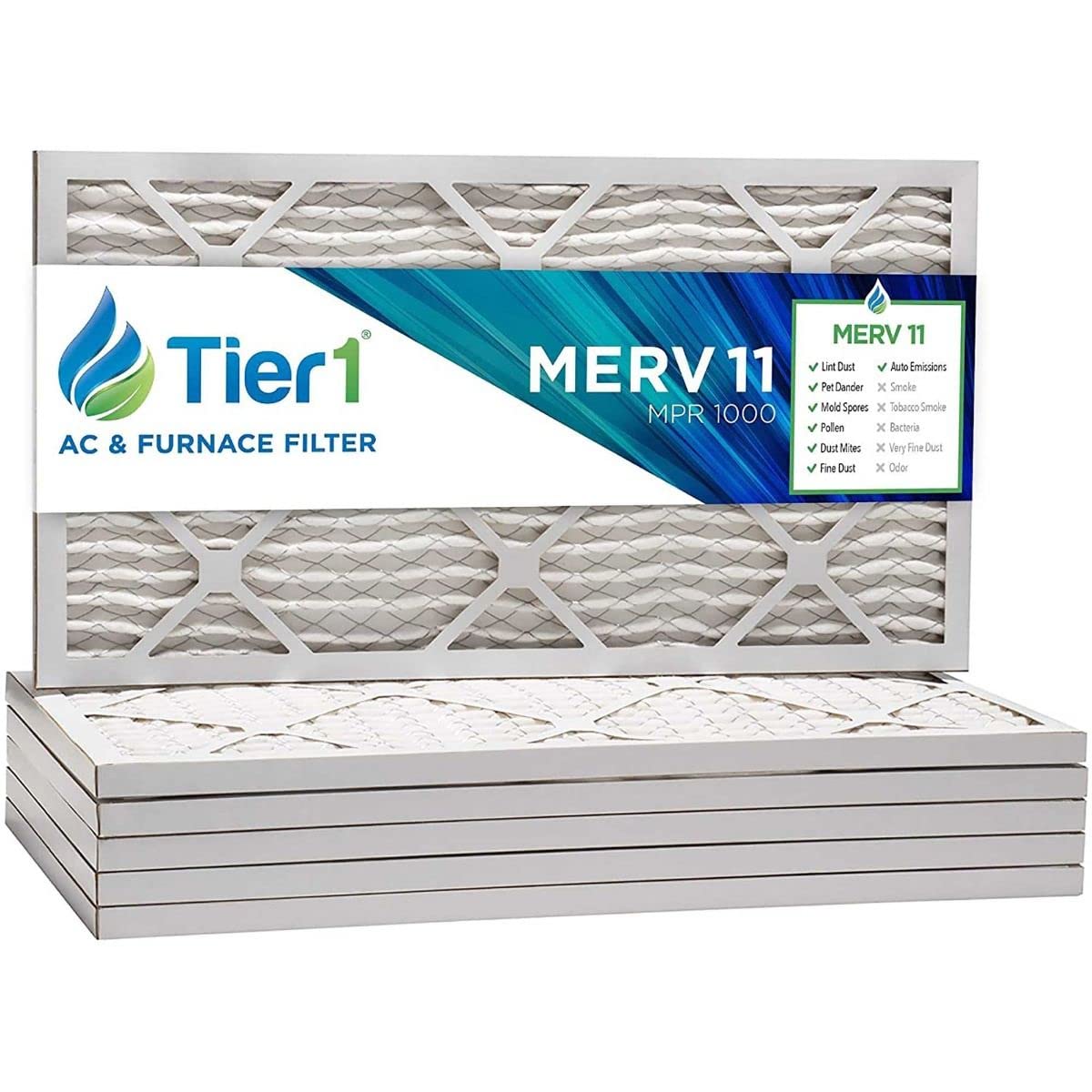 Tier1 16x25x1 Merv 11 Pleated Air/Furnace Filter - 6 Pack