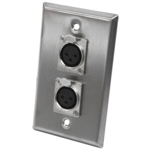 seismic audio speakers dual xlr female connectors, stainless steel wall plate