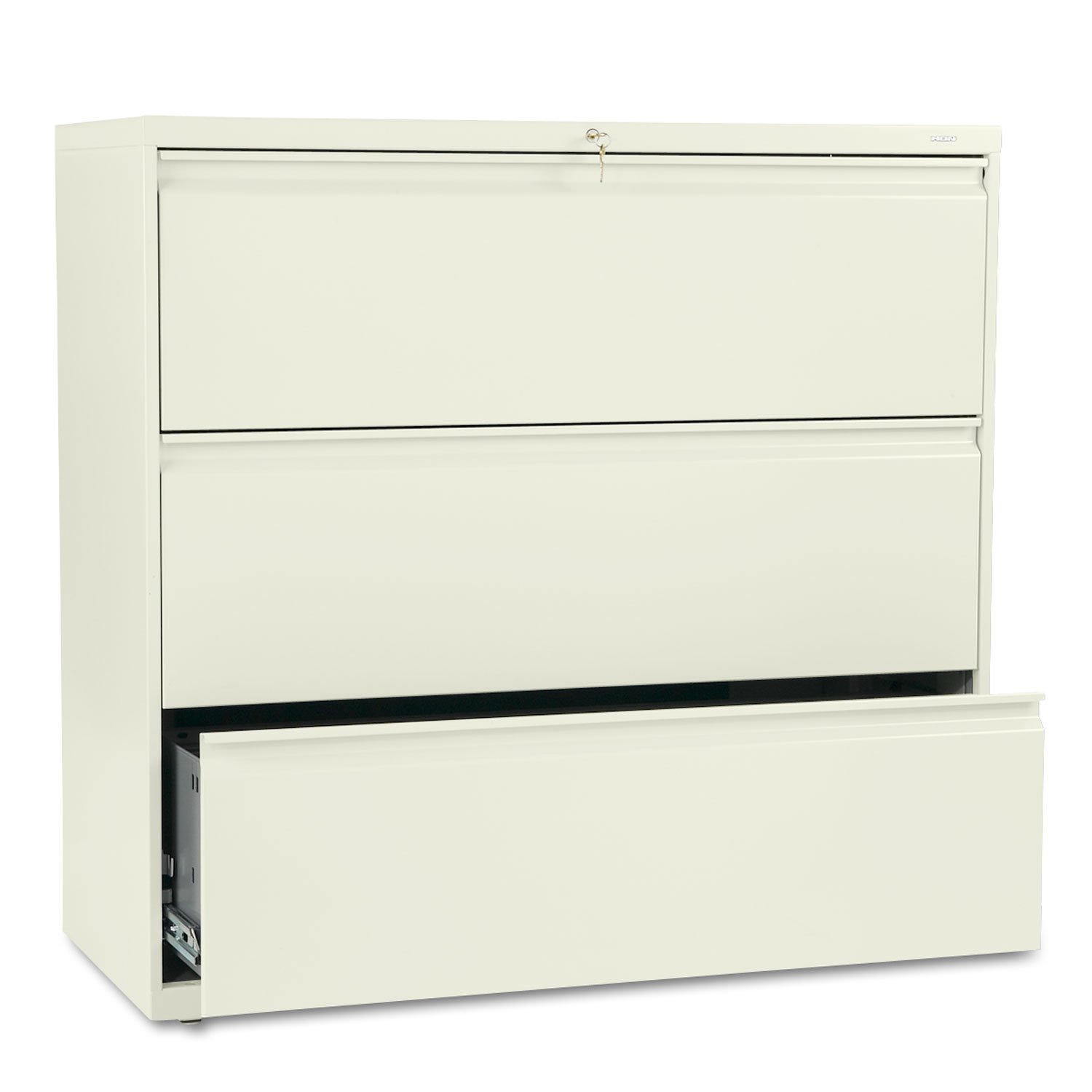 HON 893LL 800 Series Three-Drawer Lateral File, 42w x 19-1/4d x 40-7/8h, Putty