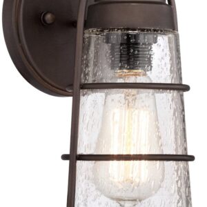 Franklin Iron Works Averill Park Farmhouse Rustic Outdoor Wall Light Fixture Oil Bronze Metal 10 1/4" Clear Seedy Glass Exterior House Porch Patio Outside Deck Garage Yard Front Door Garden Home