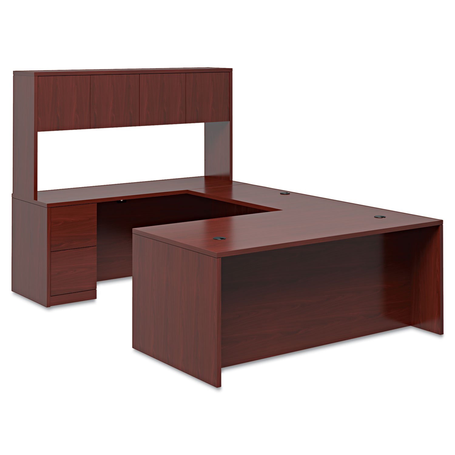 HON 105895RNN 10500 Series L Single Ped Desk, Right Full-Height Ped, 72 x 36, Mahogany