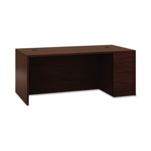 hon 105895rnn 10500 series l single ped desk, right full-height ped, 72 x 36, mahogany