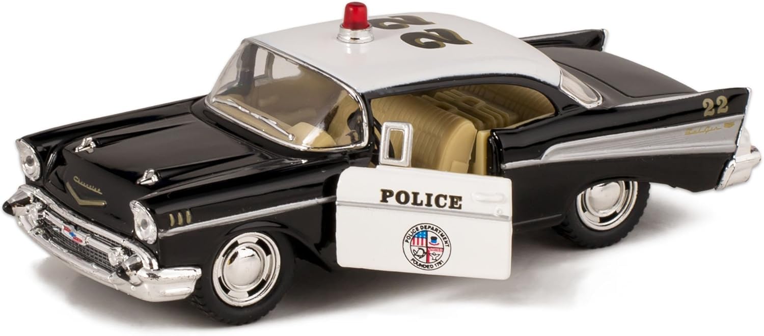 KiNSMART 1957 Bel Air Classic Police Car 5 Inch 1:40 Scale Die Cast Metal Toy Cars