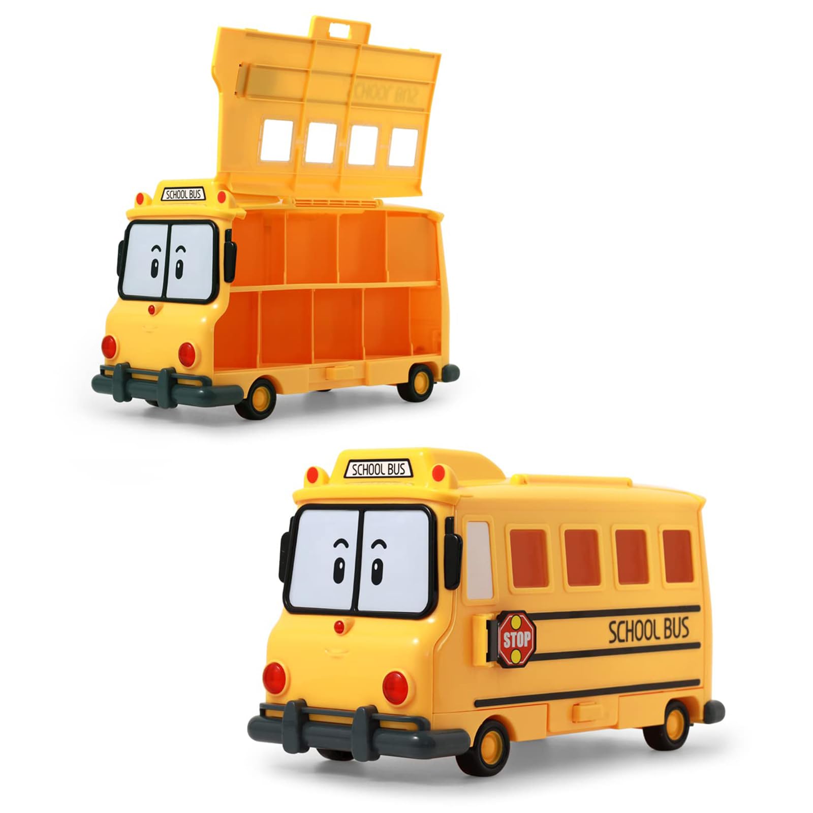 Robocar Poli Toys, School B Carrying Case, 2-in-1 School Bus Toy Car Transporter Carrier (Die-cast Vehicle Storage & Transport Toys), Kids for Ages 3 and up - [Diecast not Included, Only Carrier]