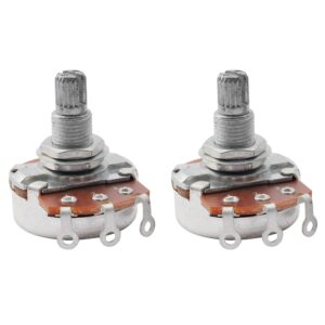 musiclilyfull size a500k guitar potentiometers long split shaft pots for fender stratocaster telecaster les paul lp electric guitar bass (pack of 2)