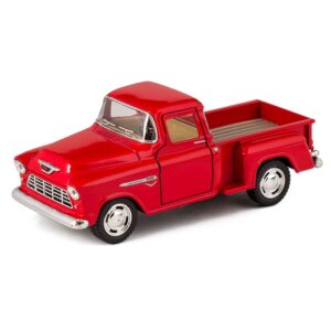 kinsmart red 1955 chevy stepside pick-up die cast collectible toy truck