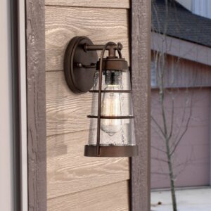 Franklin Iron Works Averill Park Farmhouse Rustic Outdoor Wall Light Fixture Oil Bronze Metal 10 1/4" Clear Seedy Glass Exterior House Porch Patio Outside Deck Garage Yard Front Door Garden Home