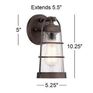 Franklin Iron Works Averill Park Farmhouse Rustic Outdoor Wall Light Fixture Oil Bronze Metal 10 1/4" Clear Seedy Glass Exterior House Porch Patio Outside Deck Garage Yard Front Door Garden Home