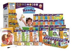 early reading program for baby, toddler, preschool, kindergarten- alphabet, vowel phonics & 200+ sight words - little champion reader 9 dvd, flash card, book kit