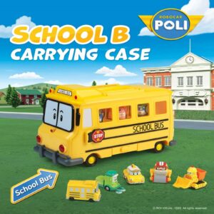 Robocar Poli Toys, School B Carrying Case, 2-in-1 School Bus Toy Car Transporter Carrier (Die-cast Vehicle Storage & Transport Toys), Kids for Ages 3 and up - [Diecast not Included, Only Carrier]