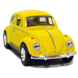 kinsmart yellow 1967 classic die cast volkwagen beetle toy with pull back action, unisex