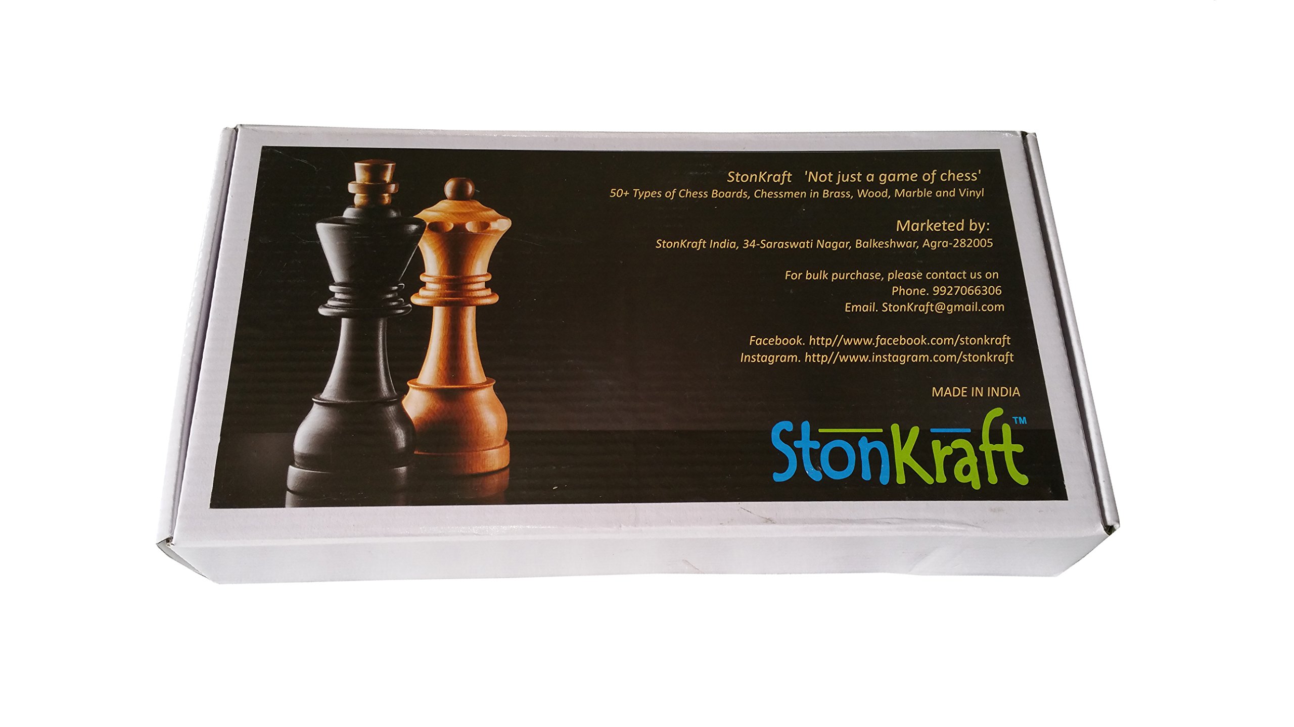 StonKraft - 7" x 7" - Wooden Travel Folding Small Chess Game Board Set + Wooden Magnetic Crafted Pieces