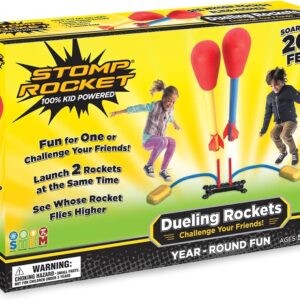 Stomp Rocket Original Dueling Rocket Launcher for Kids, 4 Rockets - Fun Backyard & Outdoor Kids Toys Gifts for Boys & Girls - Toy Foam Blaster Set Soars 200ft - Multi-Player Launcher Stand