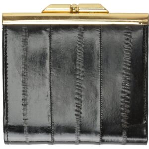 MARSHAL French Frame Eelskin Wallet (Black)