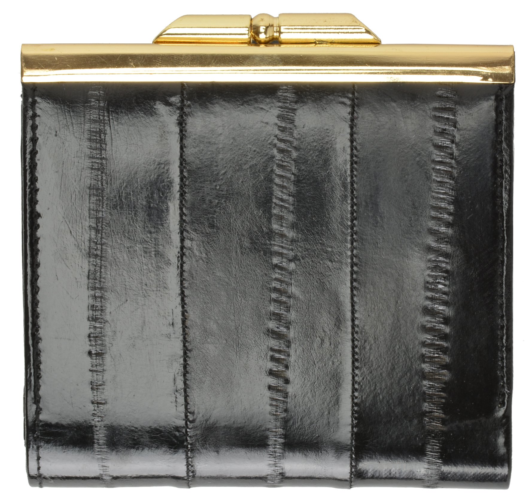 MARSHAL French Frame Eelskin Wallet (Black)