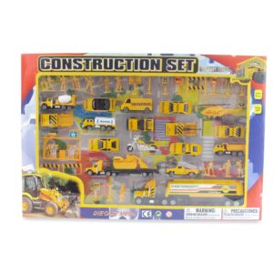 METRO Complete Construction Crew 43 Piece Mini Toy Diecast Vehicle Play Set, Comes with Street Play Mat, Variety of Vehicles and Figures