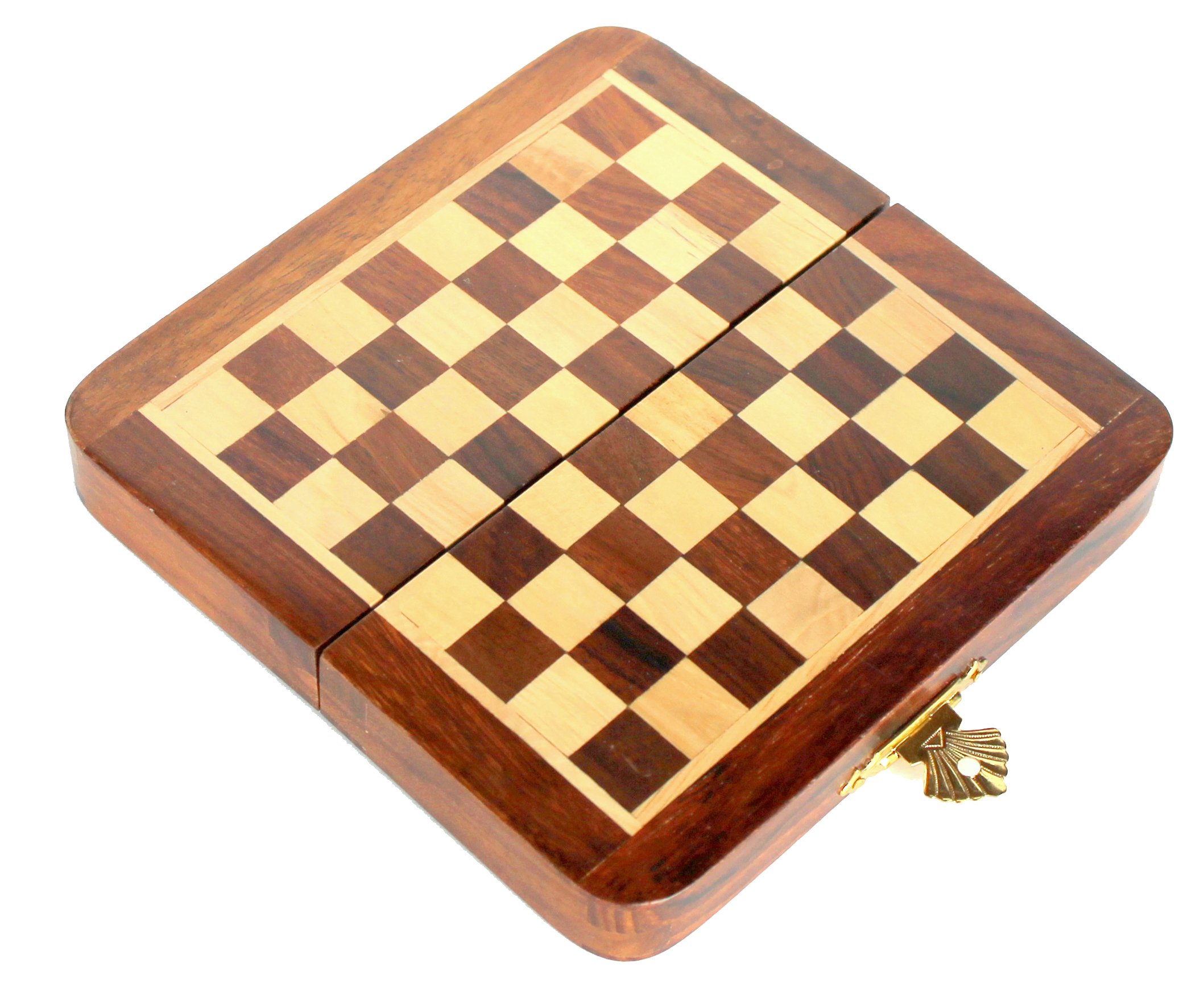 StonKraft - 7" x 7" - Wooden Travel Folding Small Chess Game Board Set + Wooden Magnetic Crafted Pieces