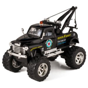 kinsmart black 1953 chevy off-road wrecker die cast tow truck toy with monster wheels