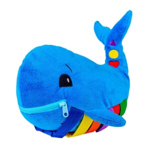 buckle toys - blu whale - develop motor skills and problem solving - counting and color recognition - sensory toddler travel toy