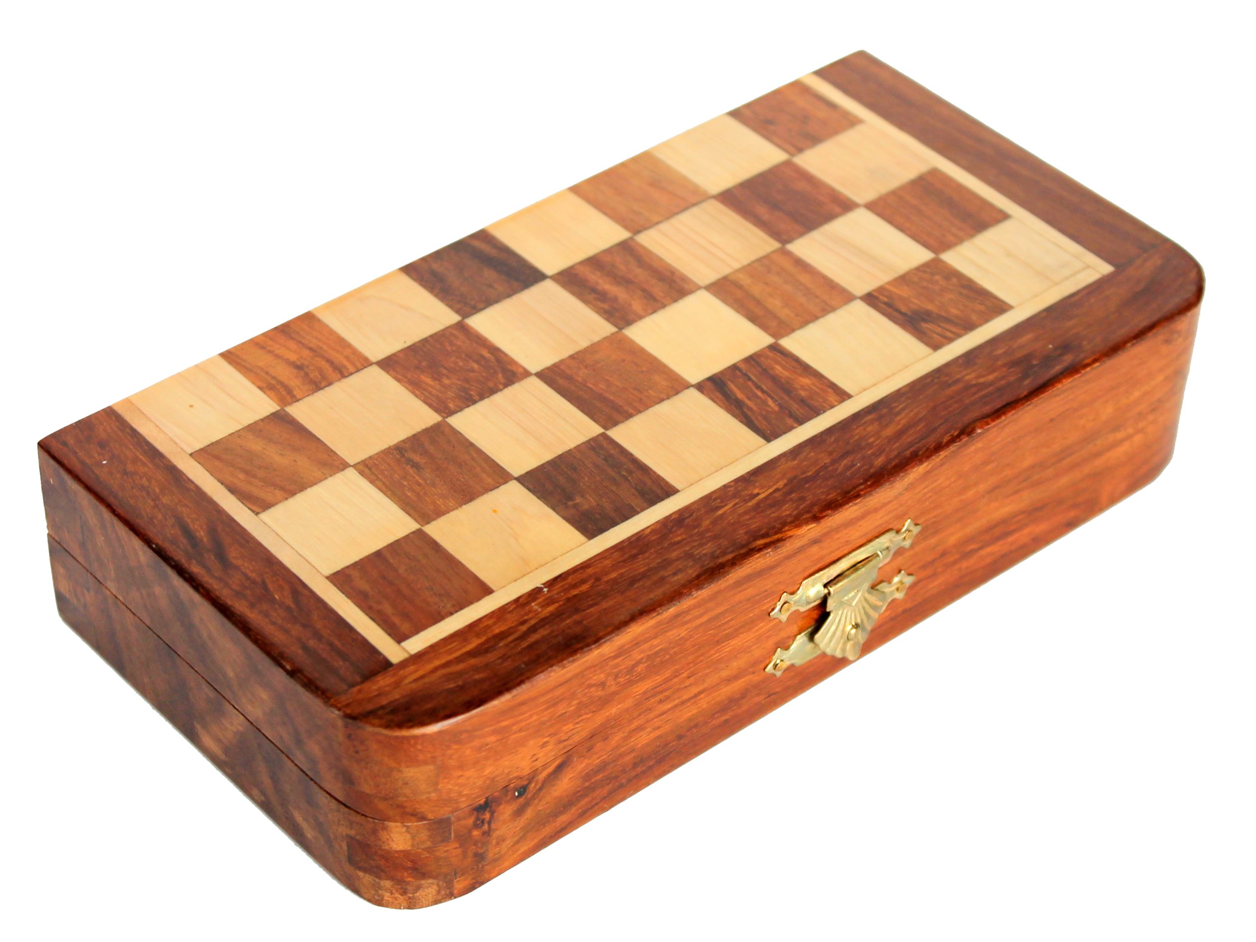 StonKraft - 7" x 7" - Wooden Travel Folding Small Chess Game Board Set + Wooden Magnetic Crafted Pieces