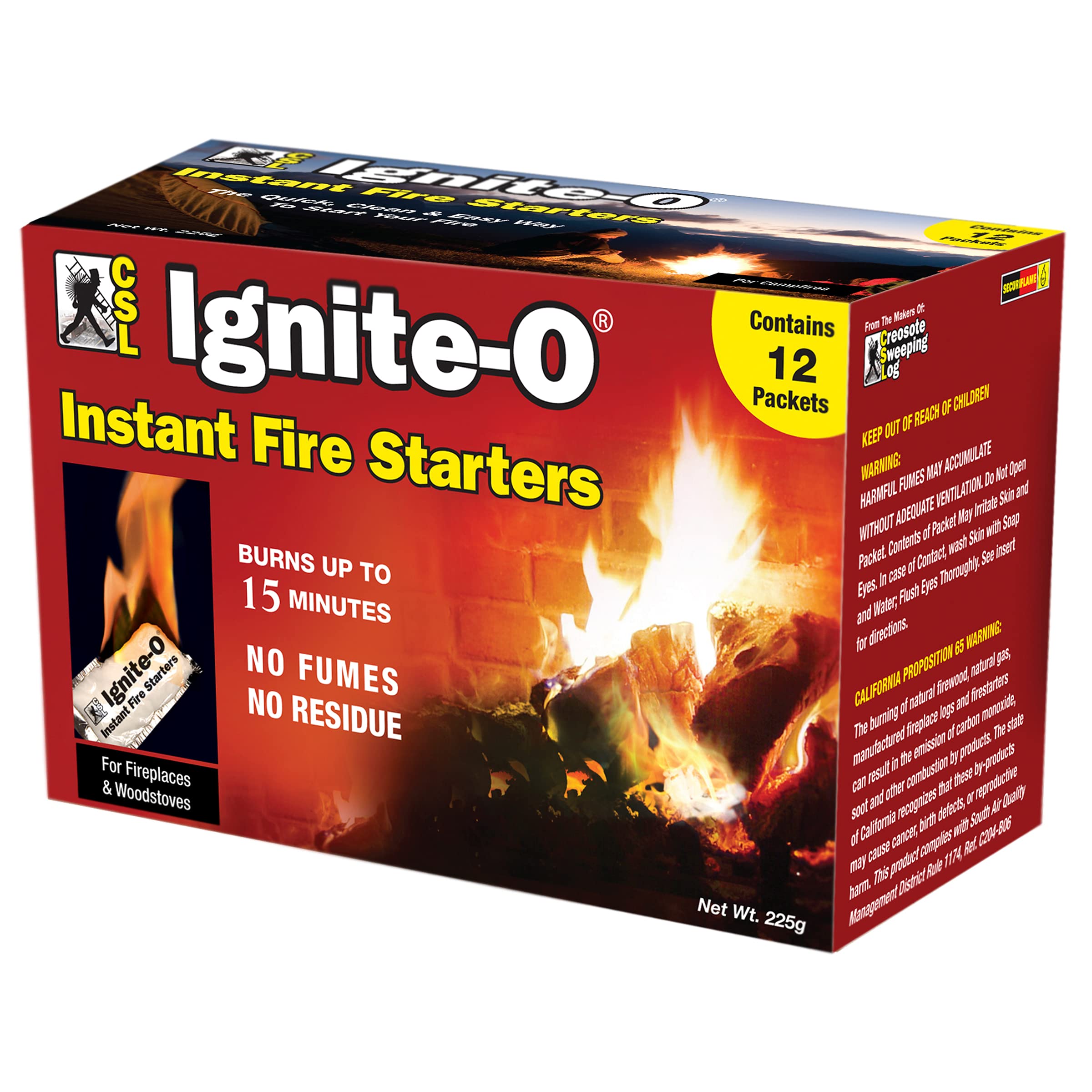 Ignite-O Creosote Sweeping Log FS855-24 Instant Fire Starter, 12-Packets, Brown/A