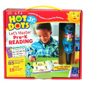 educational insights hot dots jr. let's master pre-k reading set, homeschool & preschool learn to read workbooks, 2 books & interactive pen, 100 reading lessons, ages 3+