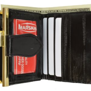 MARSHAL French Frame Eelskin Wallet (Black)