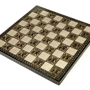 StonKraft Brass Chess Board Game Set with 100% Brass Chess Pieces Chessmen Coins (12" x 12" Inches)