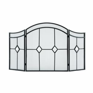 pleasant hearth arched diamond 3-panel fireplace screen, espresso powder coated