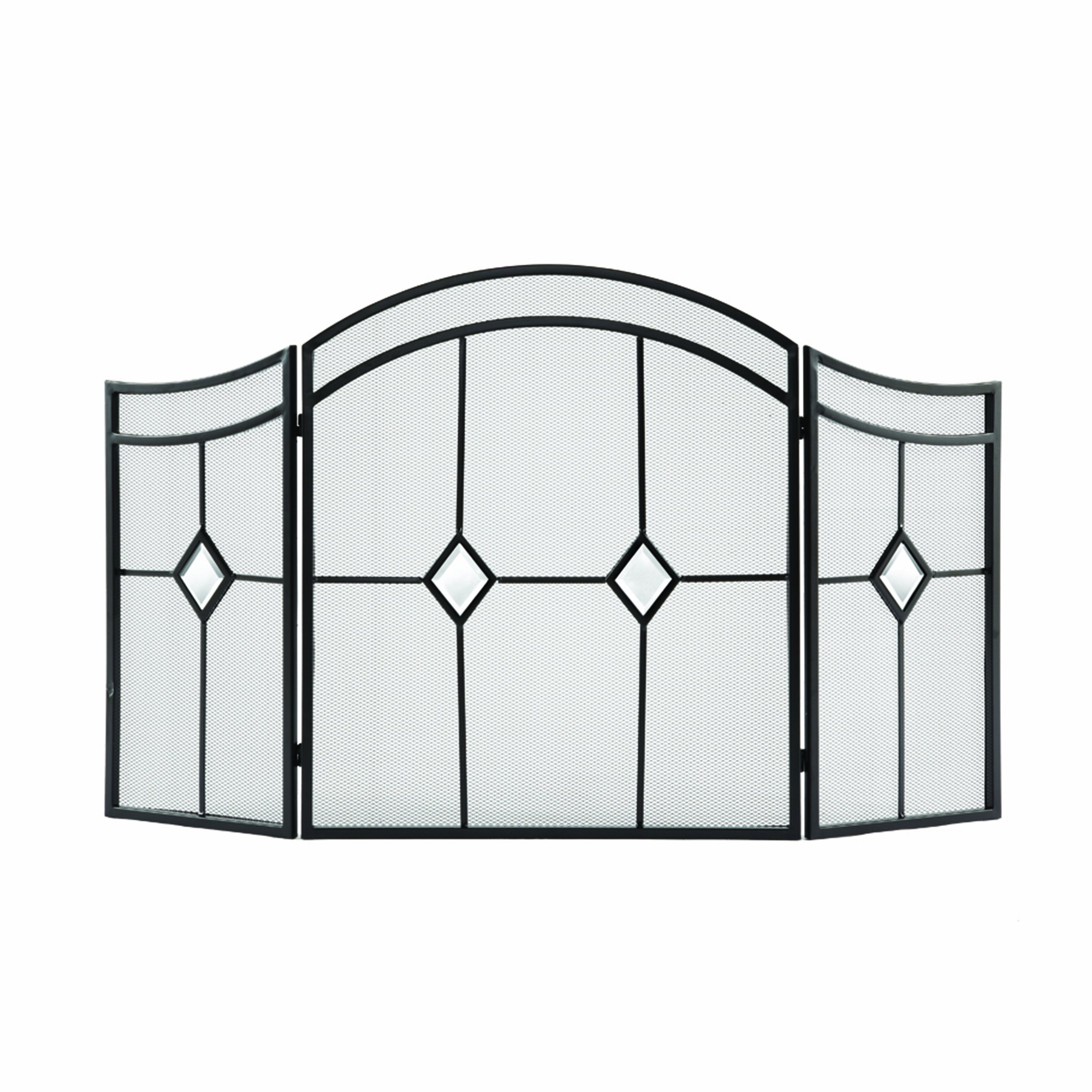 Pleasant Hearth Arched Diamond 3-Panel Fireplace Screen, Espresso Powder Coated