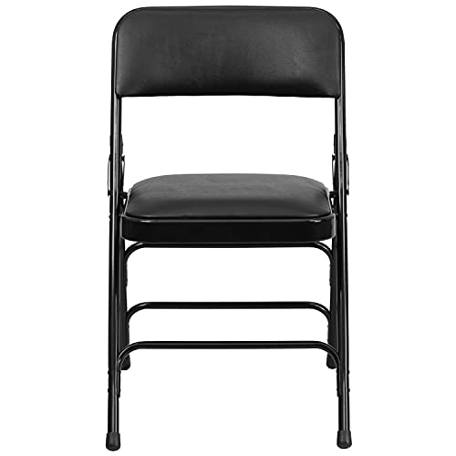 Flash Furniture Hercules Series Metal Folding Chairs for Parties and Weddings, Commercial Event Chairs with Padded Seats, 300-lb. Static Weight Capacity, Set of 4, Black